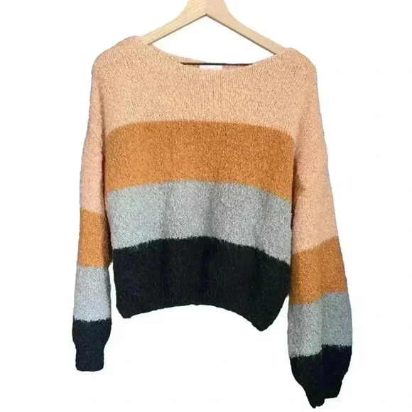 Pink Lily | Sweaters | Fuzzy Knit Striped Pink Lily Sweater | Poshmark